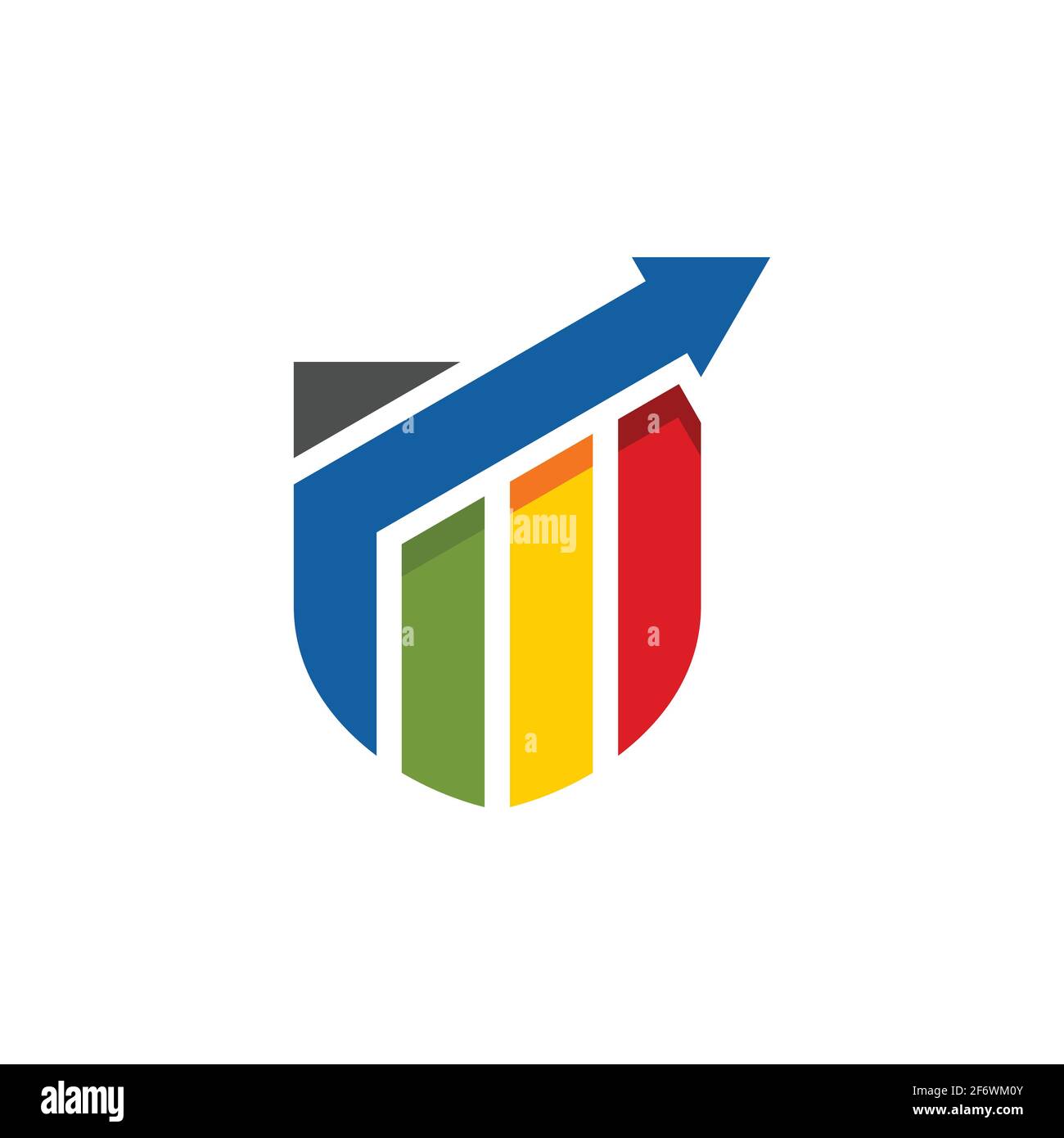 abstract colorful shield shape financial logo. finance arrow bar chart ...
