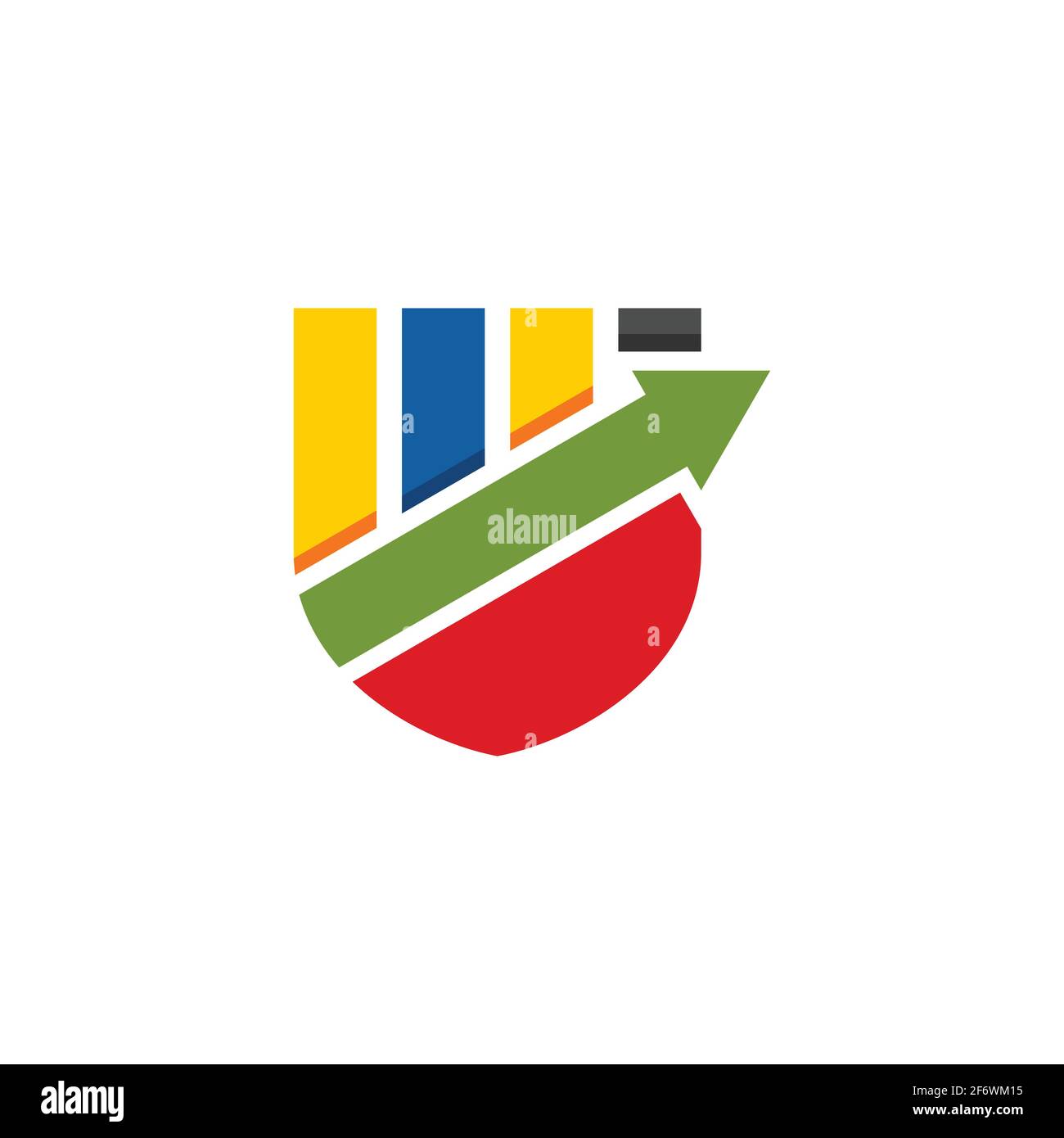 abstract colorful shield shape financial logo. finance arrow bar chart ...