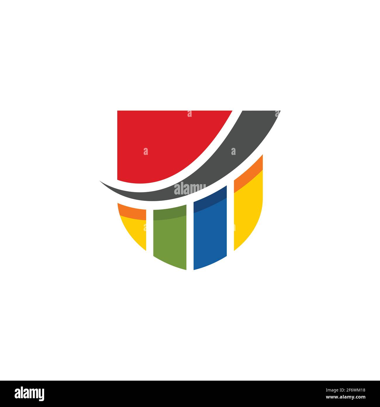 abstract colorful shield shape financial logo. finance arrow bar chart ...