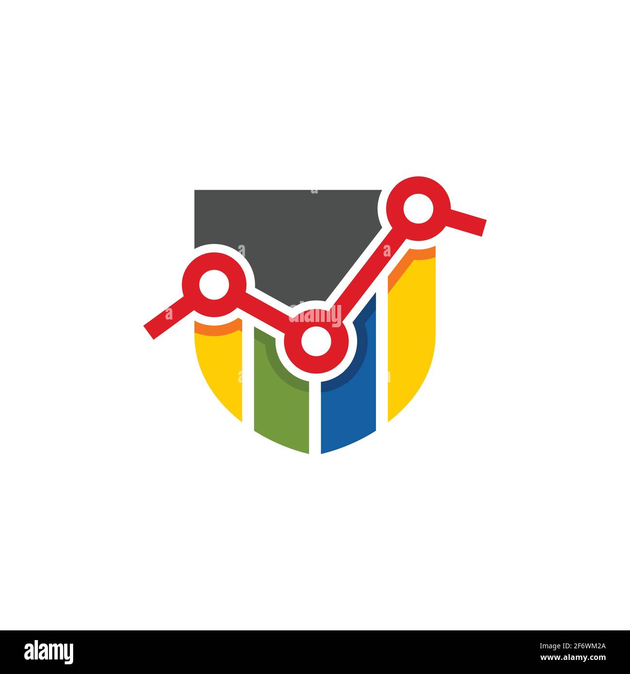 abstract colorful shield shape financial logo. finance arrow bar chart ...