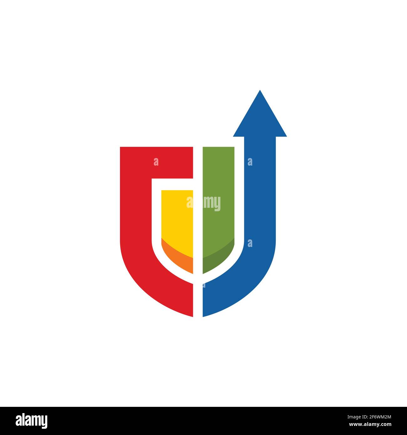 abstract colorful shield shape financial logo. finance arrow bar chart ...