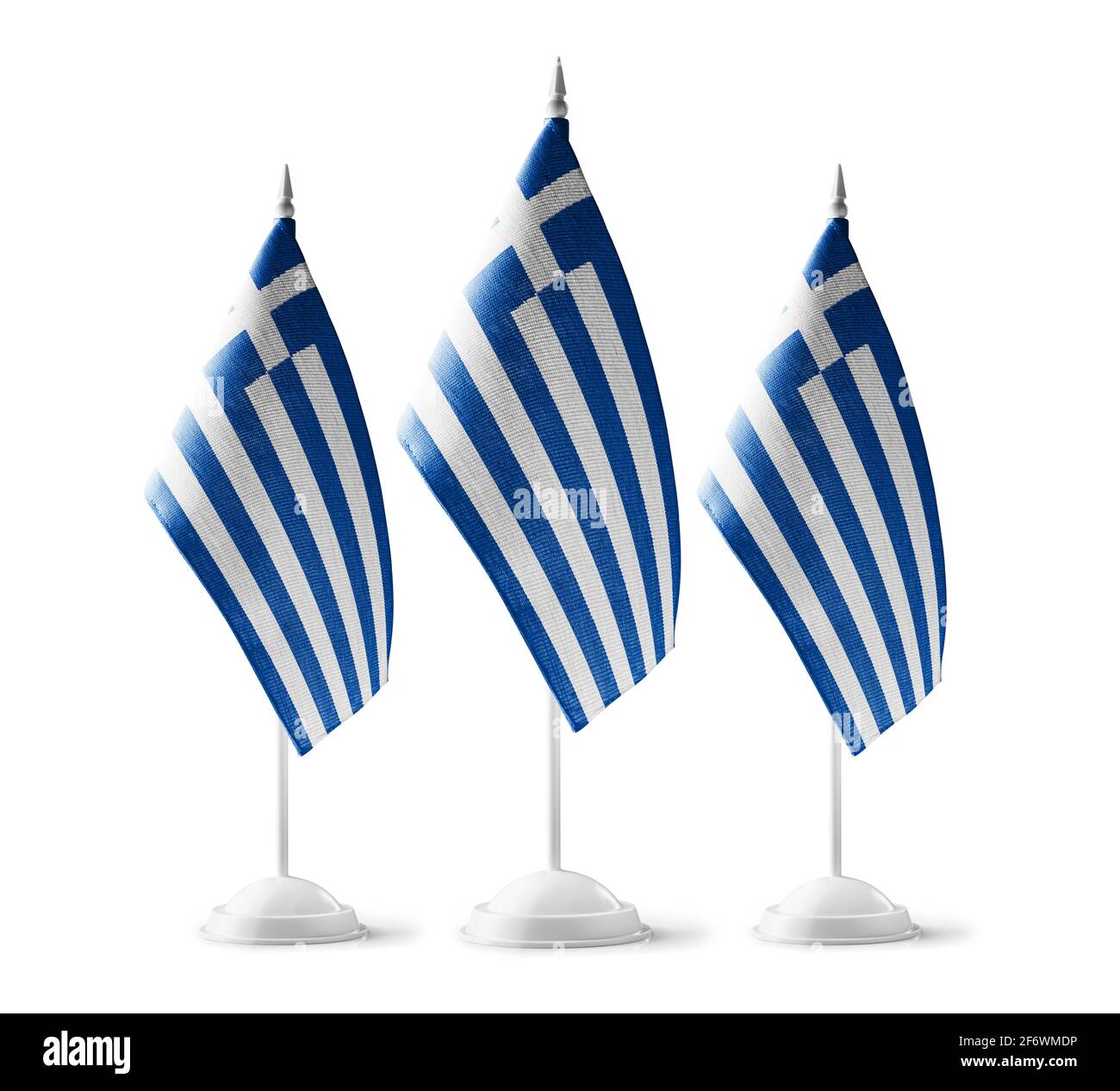 Small national flags of the Greece on a white background Stock Photo ...