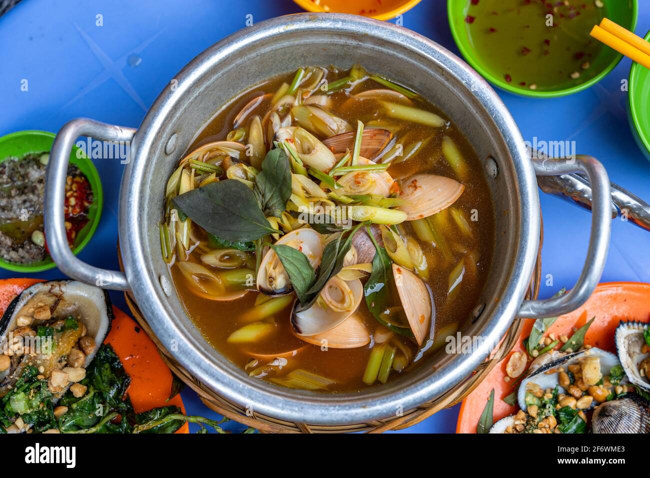 Top view photo of spicy clam cooked with chili and lemongrass Stock ...