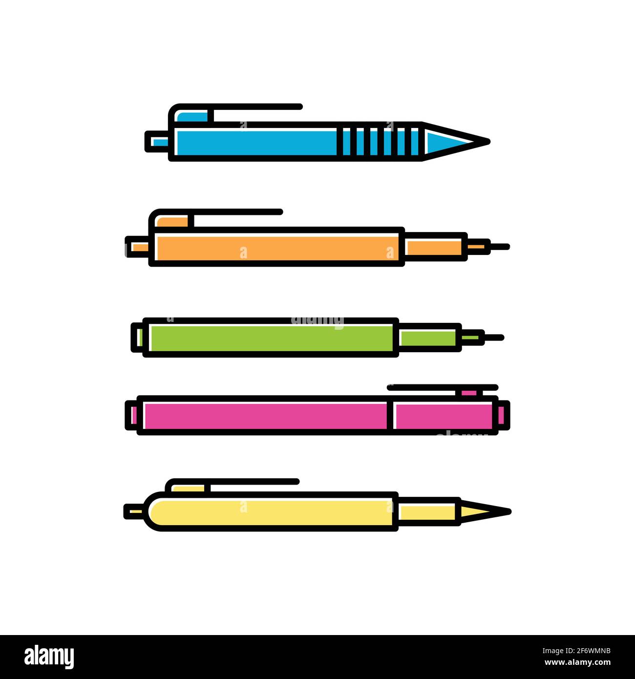 pen vector set with flat color simple line art Stock Vector Image & Art ...