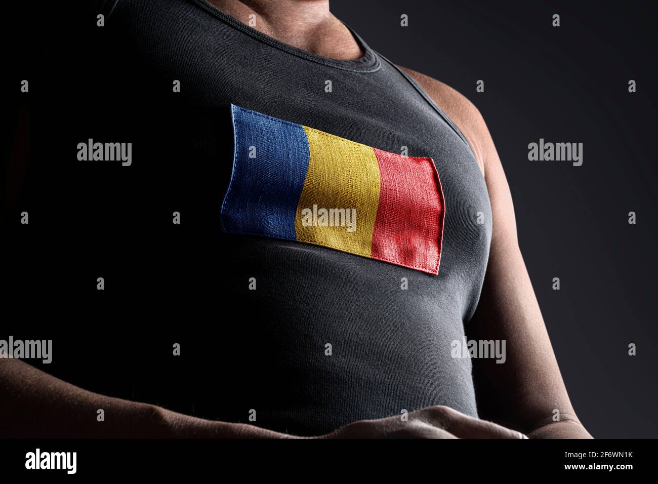 The national flag of Chad on the athlete's chest Stock Photo - Alamy
