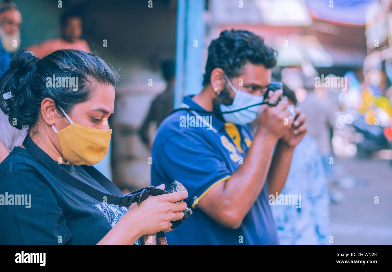 K.R.Market, Bangalore, India - February 06,2021: Male and Female ...