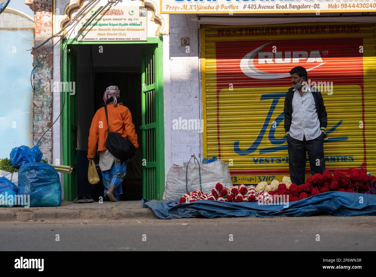 K.R.Market, Bangalore, India - February 06,2021:Muslim person opening ...