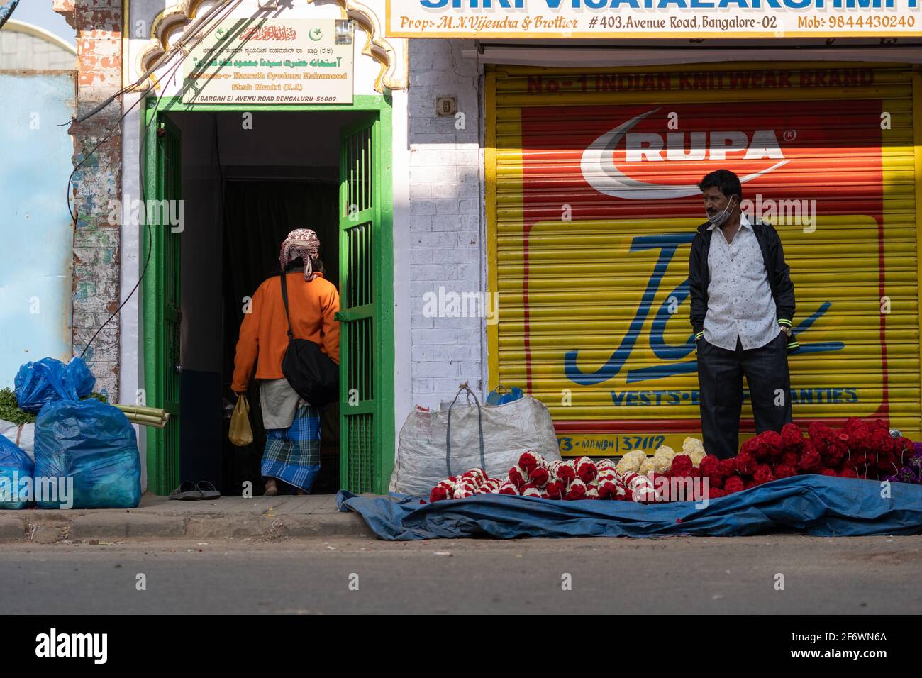 K.R.Market, Bangalore, India - February 06,2021:Muslim person opening ...