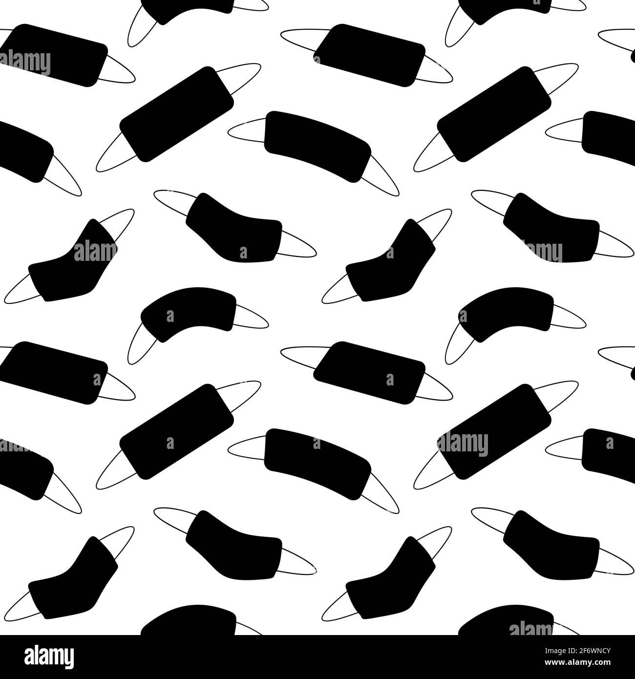 Seamless pattern with black face masks on white background Stock Vector ...