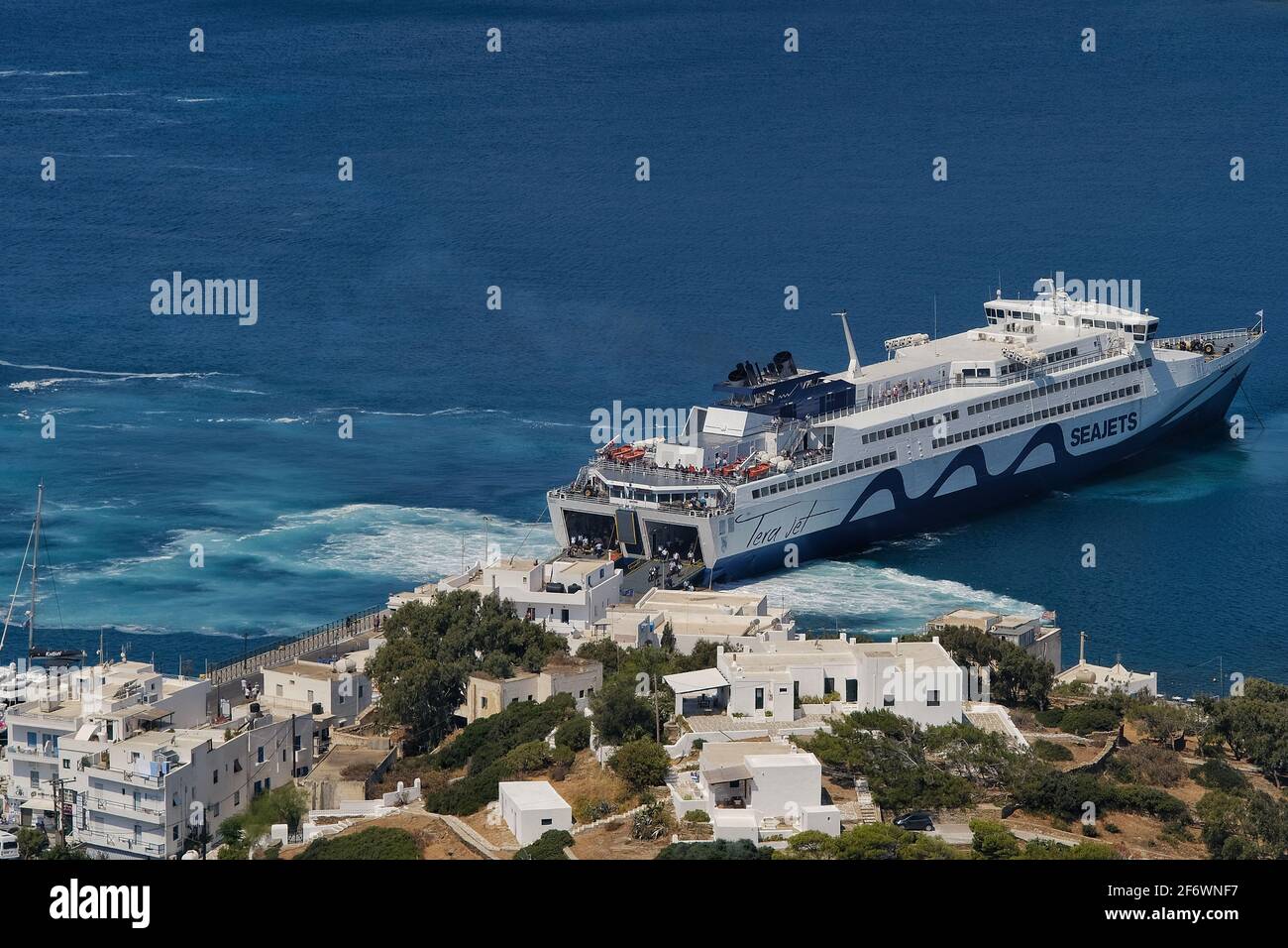 Ios, Greece - July 31, 2019 : Tourists embarking and disembarking a ...