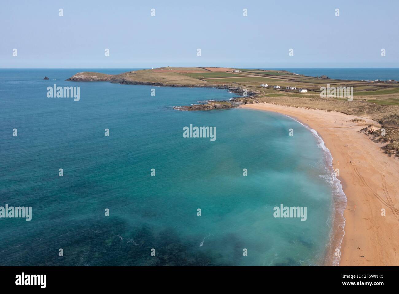 The Beautiful North Coast of Cornwall captured from the air on a sunny ...