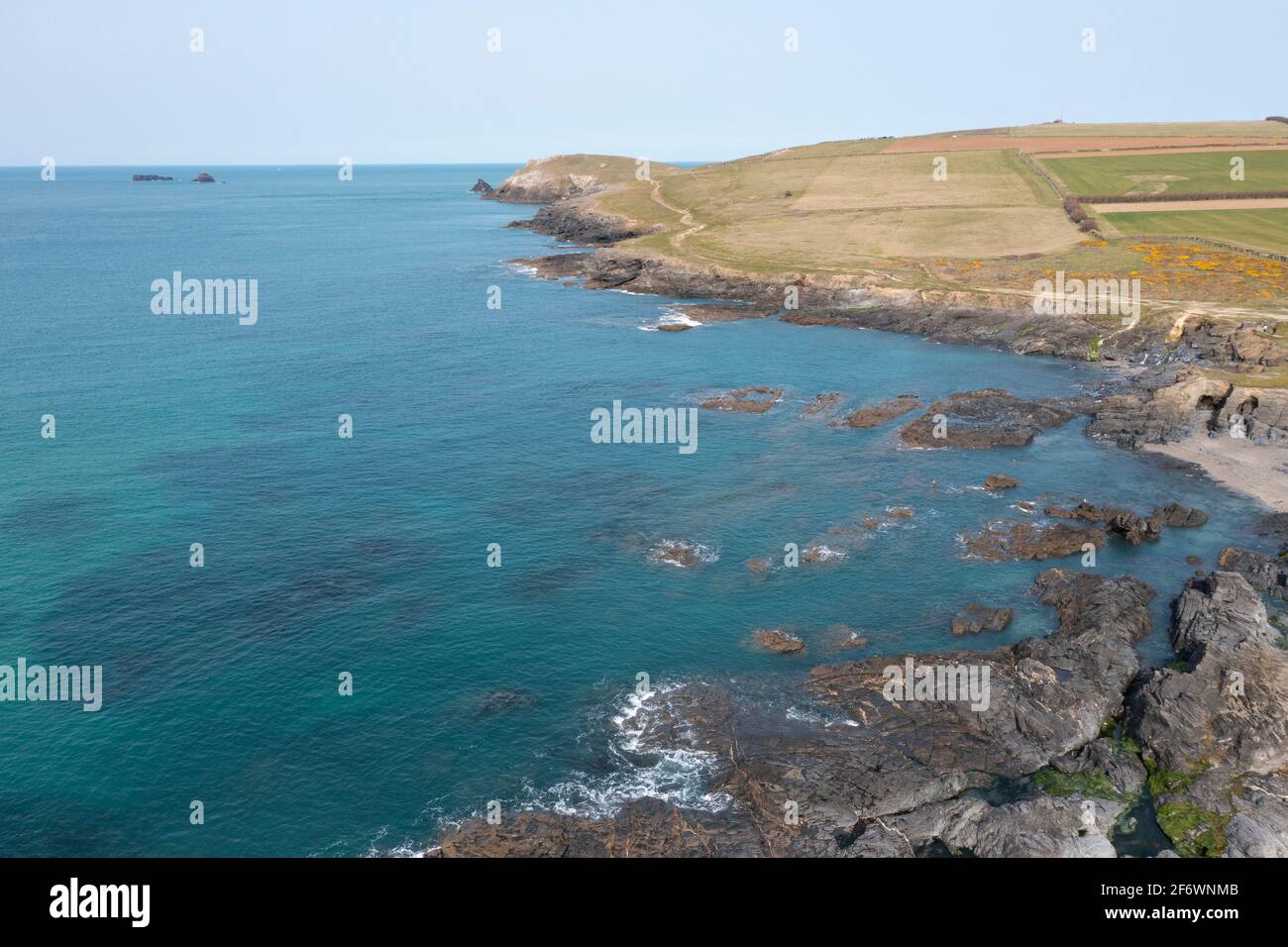 The Beautiful North Coast of Cornwall captured from the air on a sunny ...