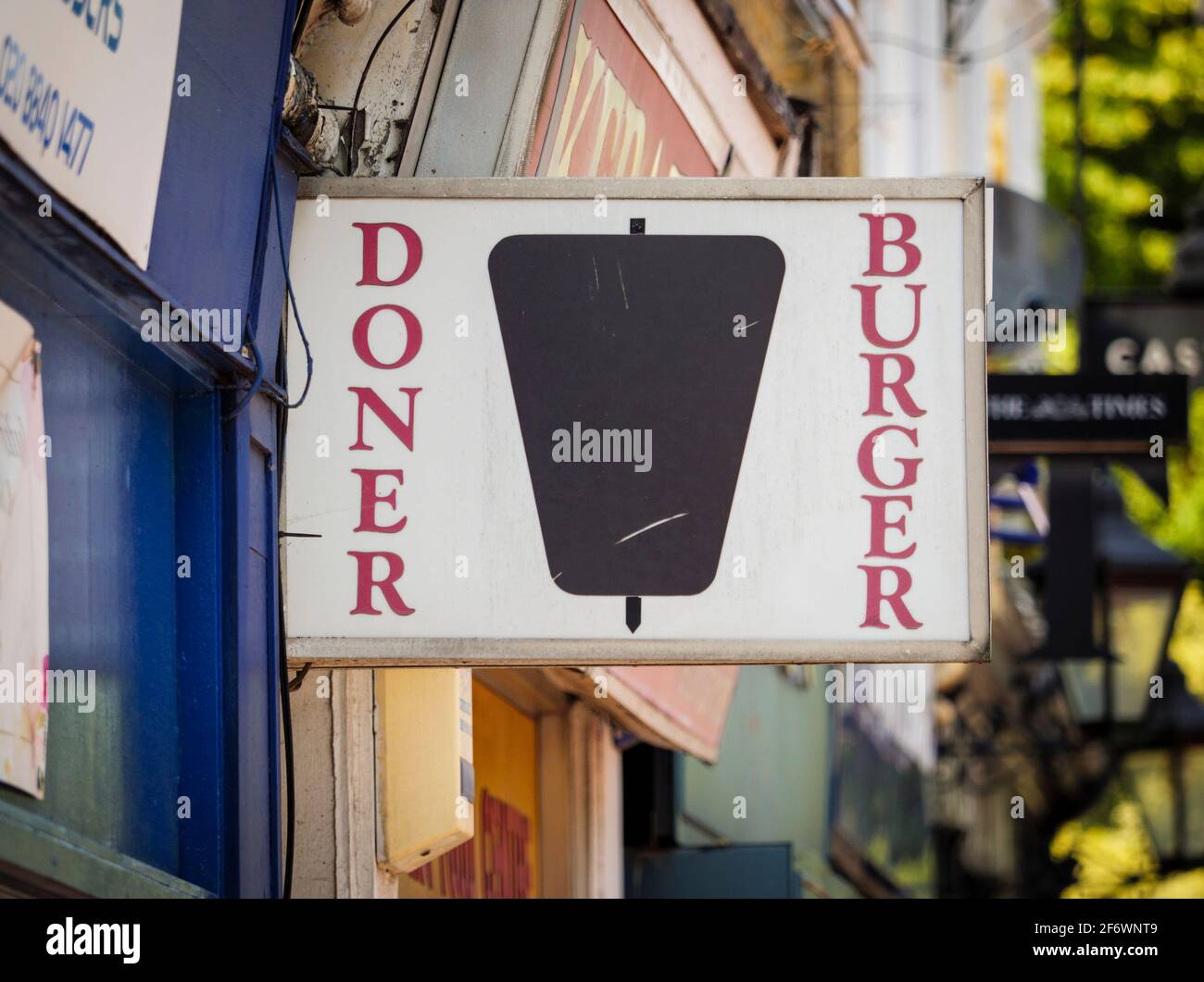Doner Kebab Burger Fast Food or Take Away Food Sign, London, England ...