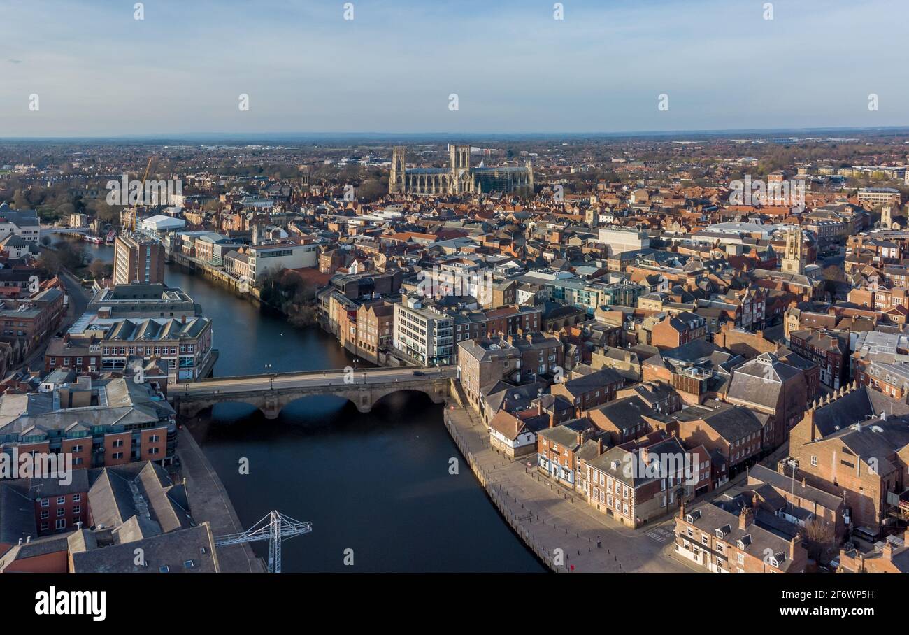 York City Centre aerial view including York Minster showing River and ...