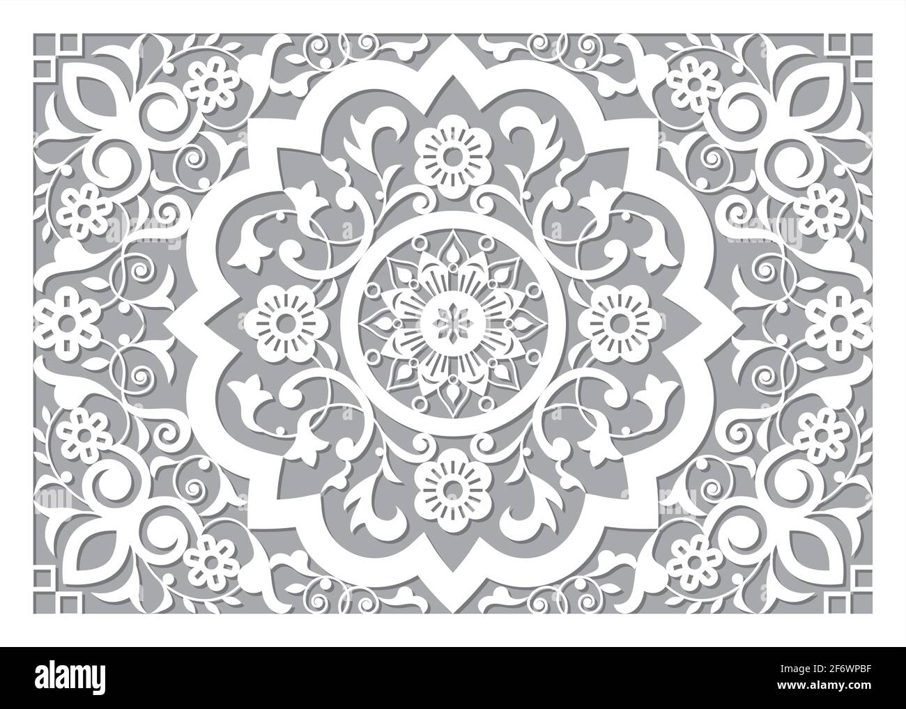 Moroccan retro carved mandala in rectangle frame inspired design ...