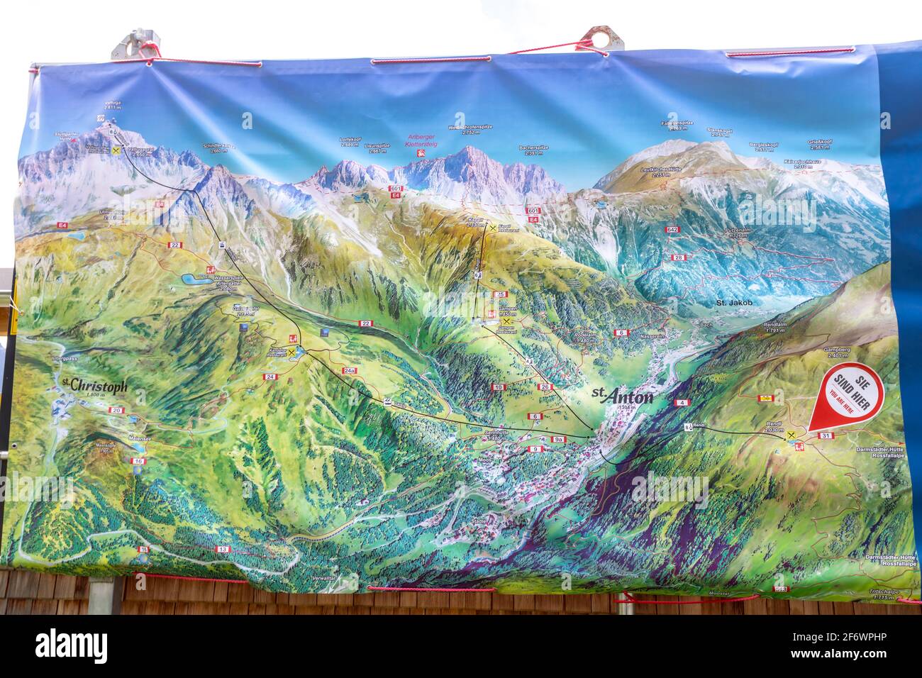 Map of the hiking area Alpenrosenweg in Saint Anton am Arlberg, Austria ...