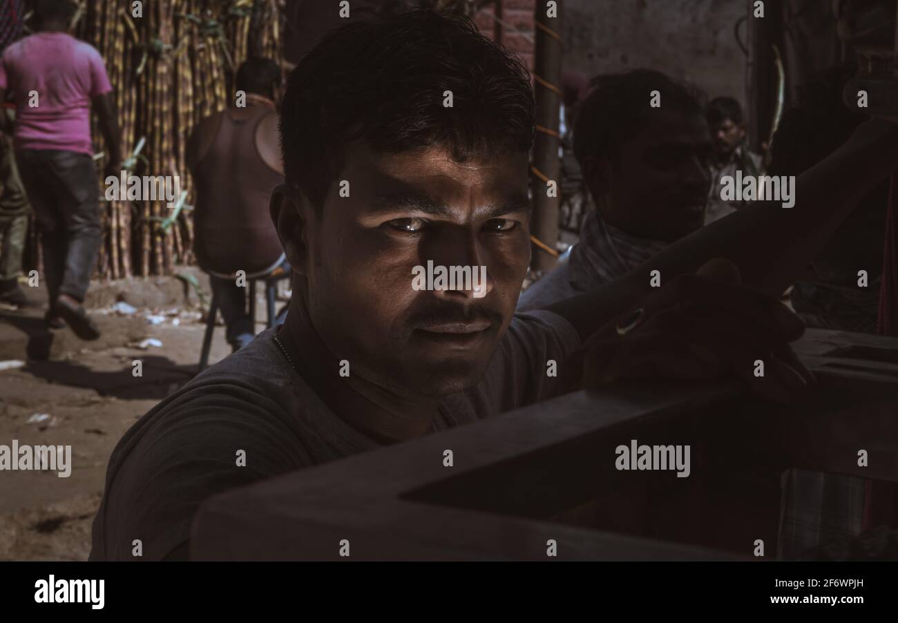 K.R.Market, Bangalore, India - February 06,2021: Intense eyes of an ...