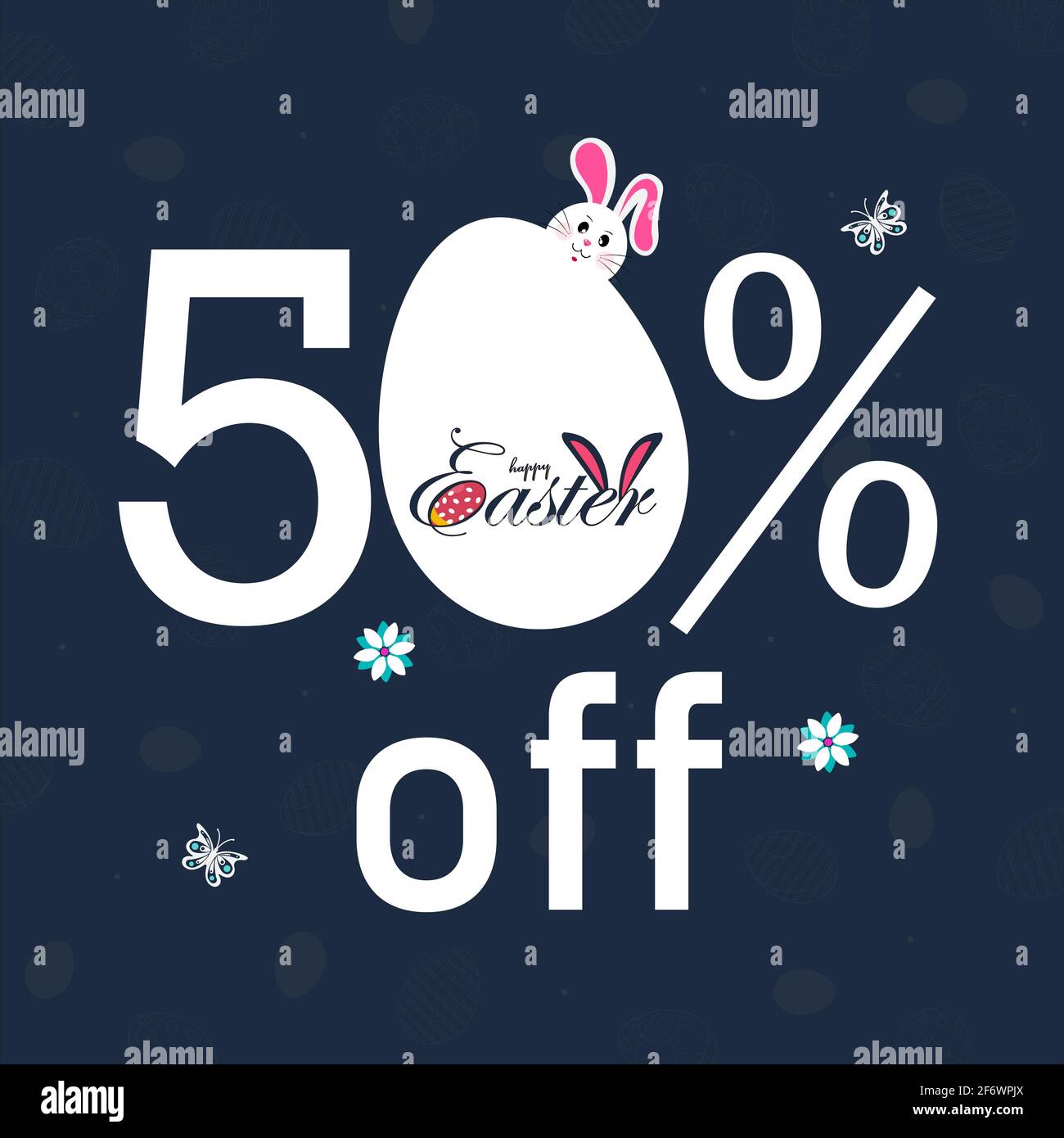 50% off Easter sale banner background template. Vector illustration ...