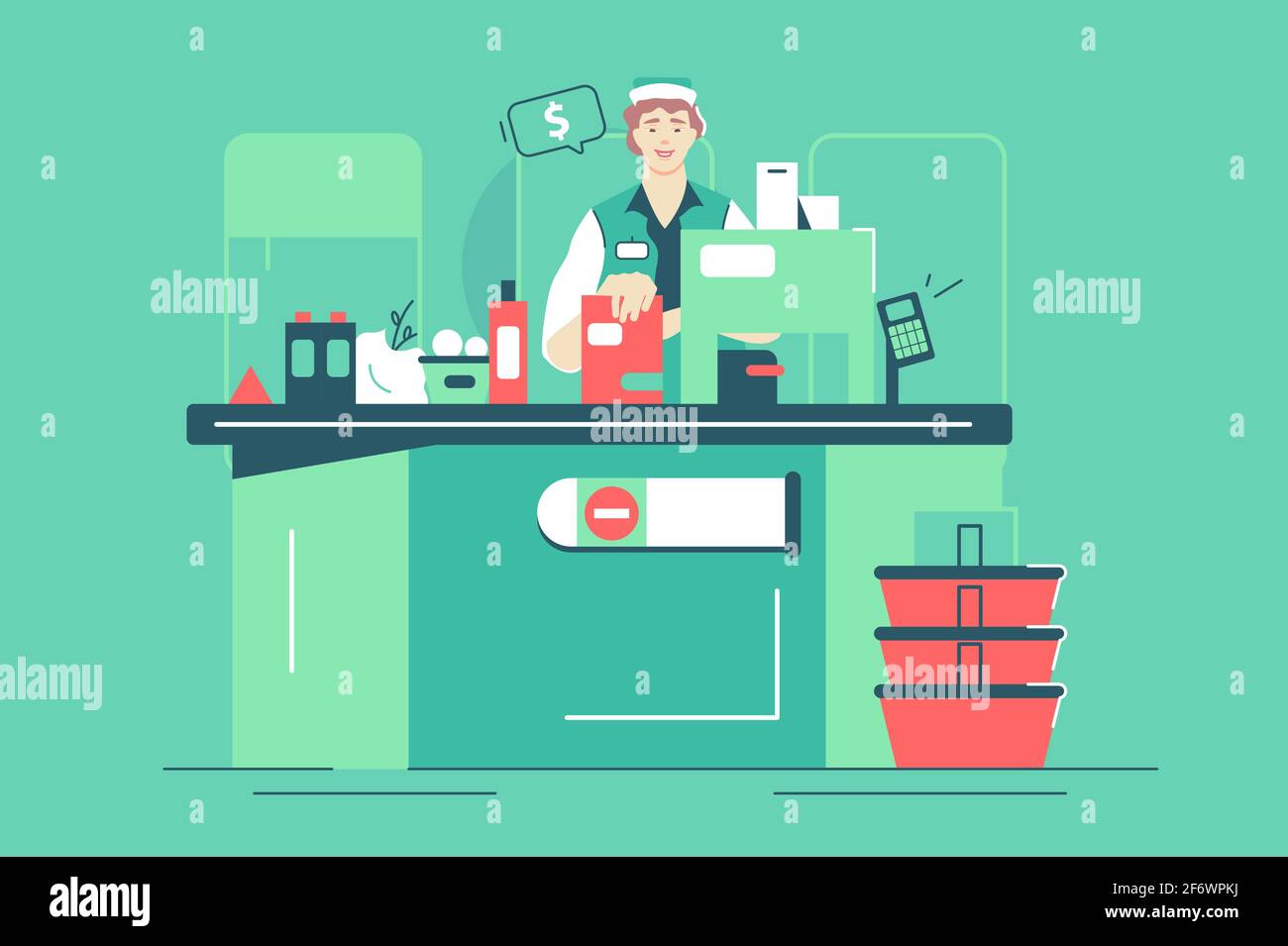 Checkout counter store Stock Vector Images - Alamy