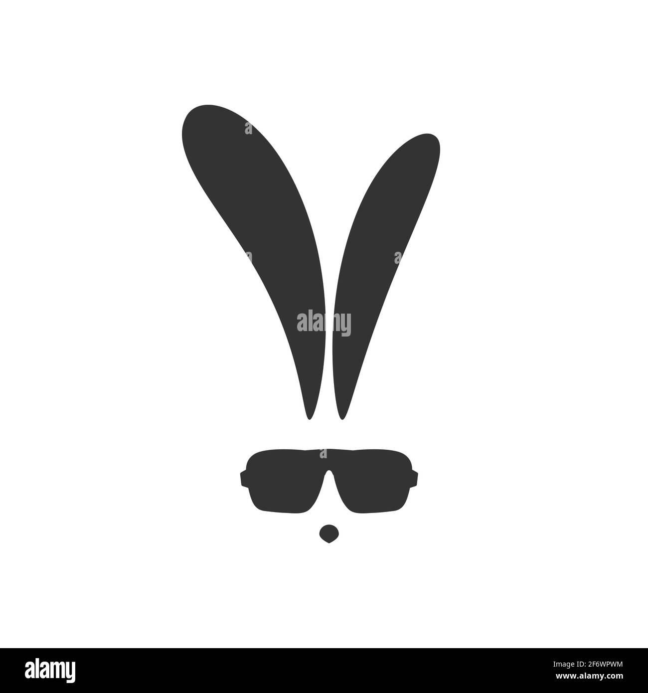 black flat hipster rabbit avatar with glasses isolated on white ...