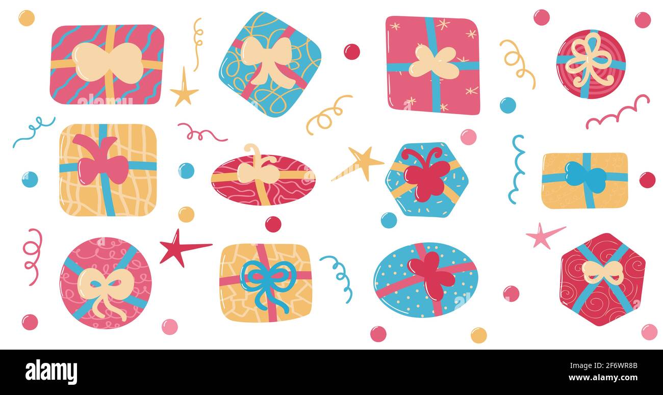 Colorful gift and present boxes set for any holidays isolated vector ...