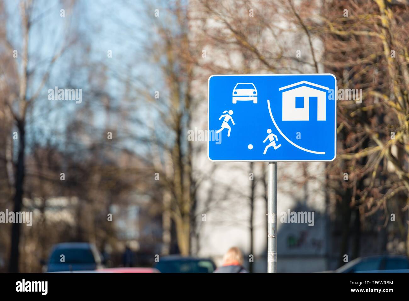 traffic sign warning drivers they are entering a residential area Stock ...