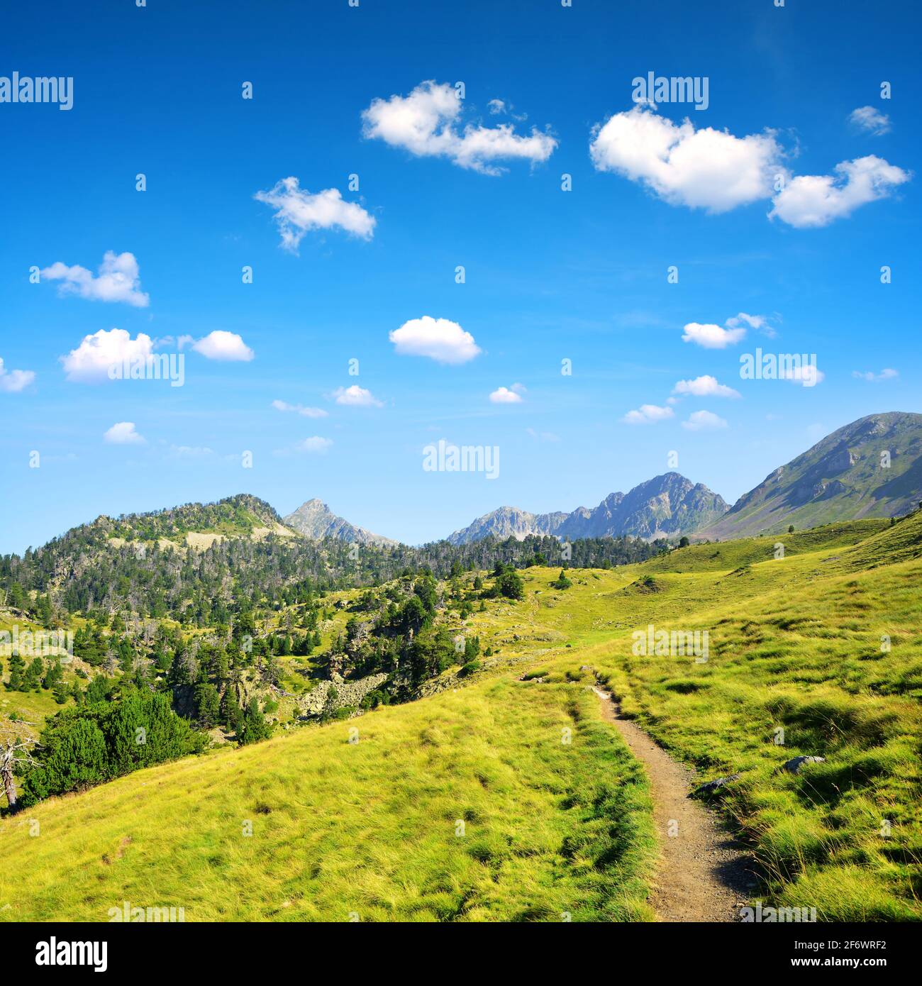 Hiking trail in beautiful mountain landscape, Neouvielle national ...