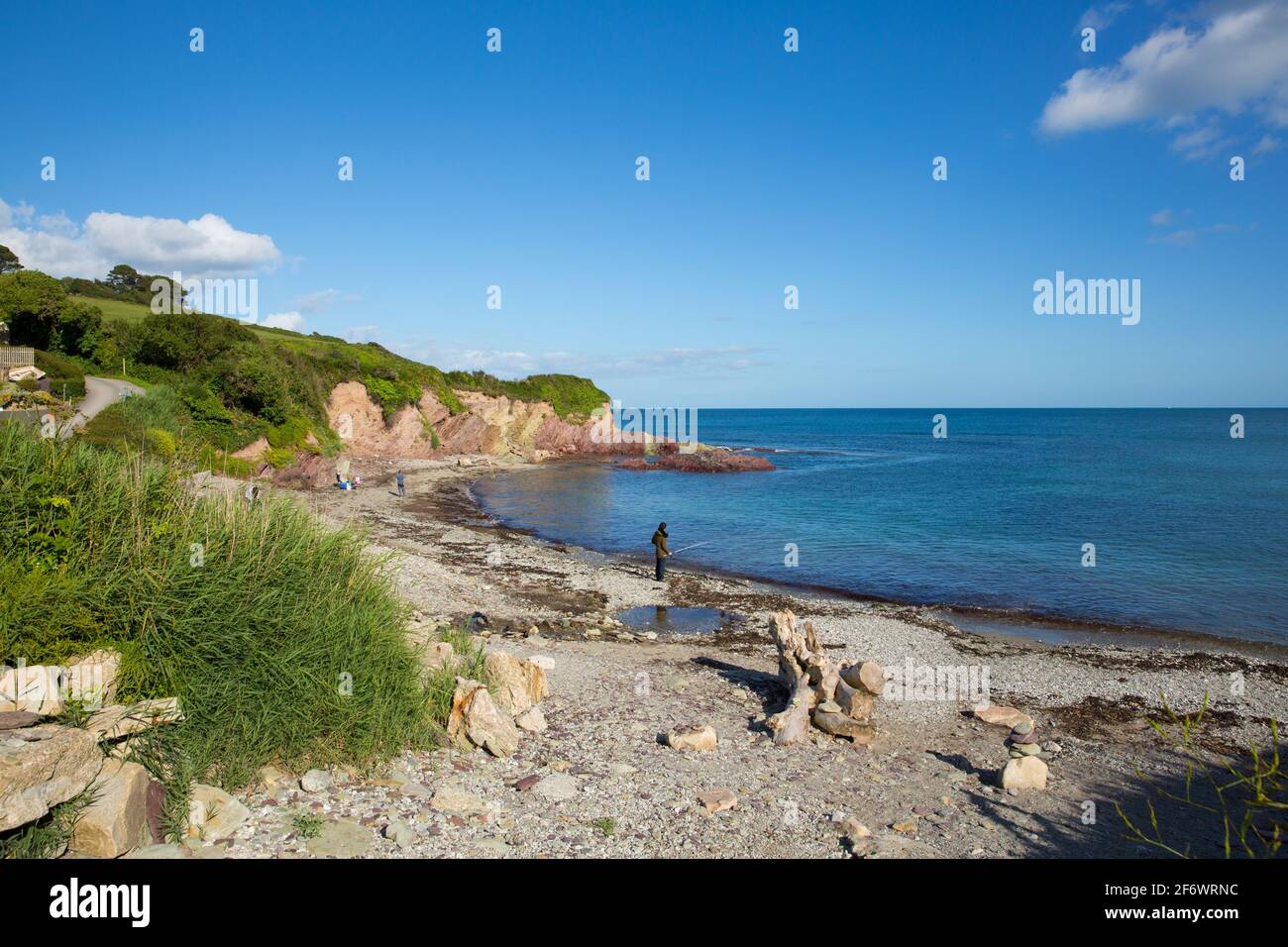 Talland Bay Cornwall beach and village between Looe and Polperro Stock ...
