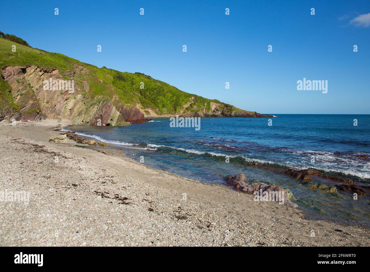 Talland Bay beach near Looe and Polperro Cornwall blue sea Stock Photo ...