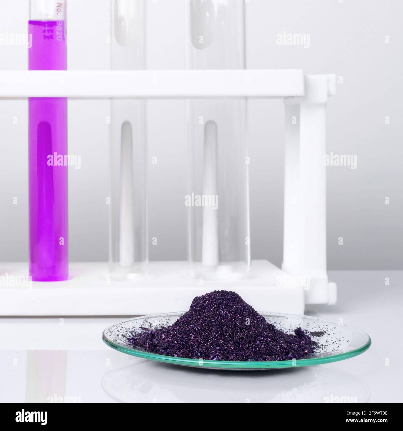 Cosmetic chemicals ingredient on white laboratory table. Potassium ...