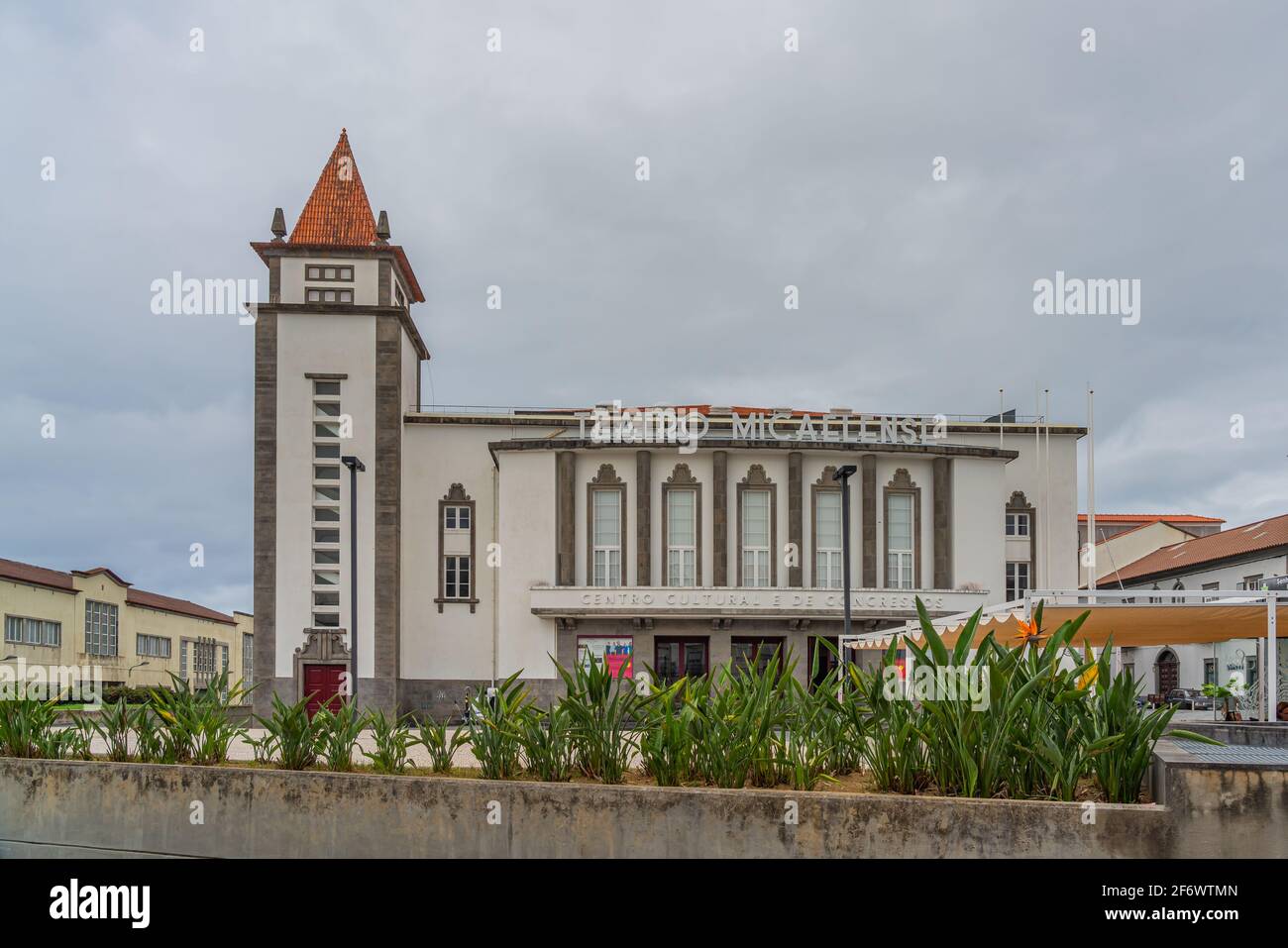 Urban scenery at Ponta Delgada, capital city of the Azores at Sao ...