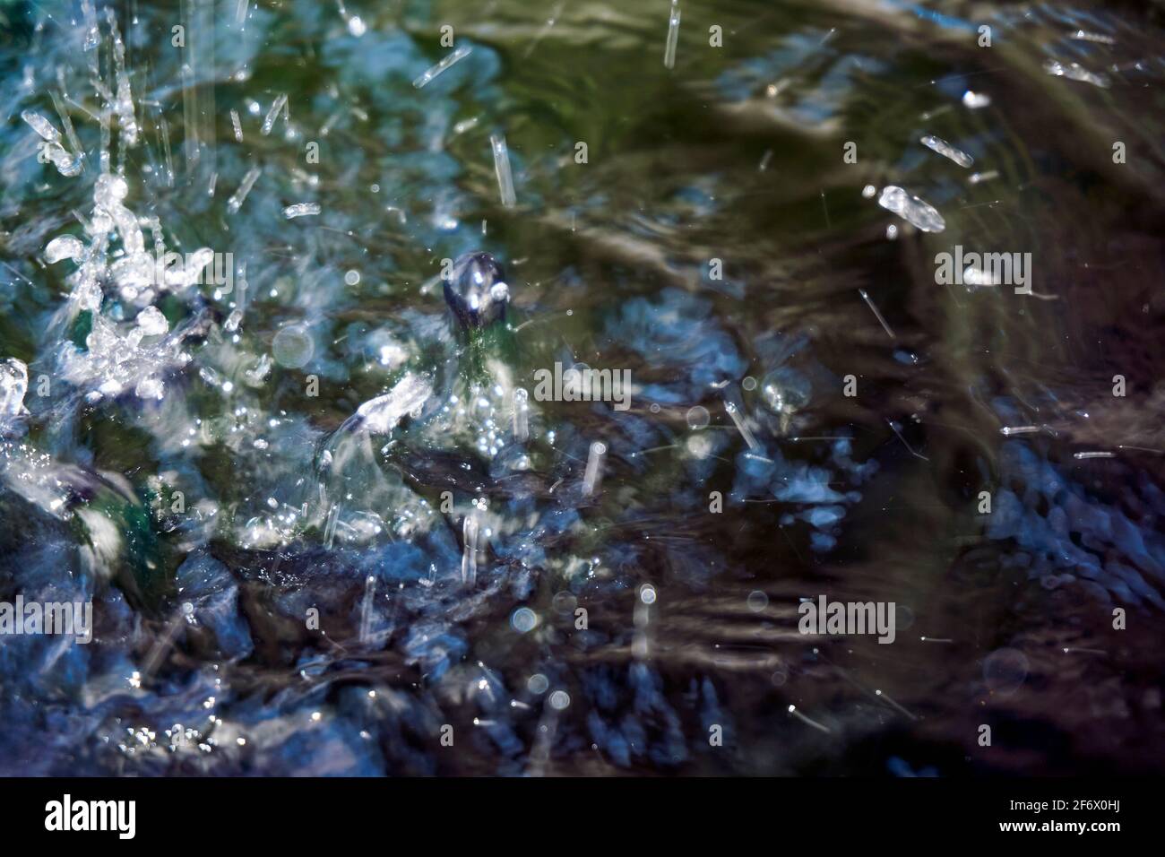 Big puddle: the rain drops falling in a puddle and drops of water on ...