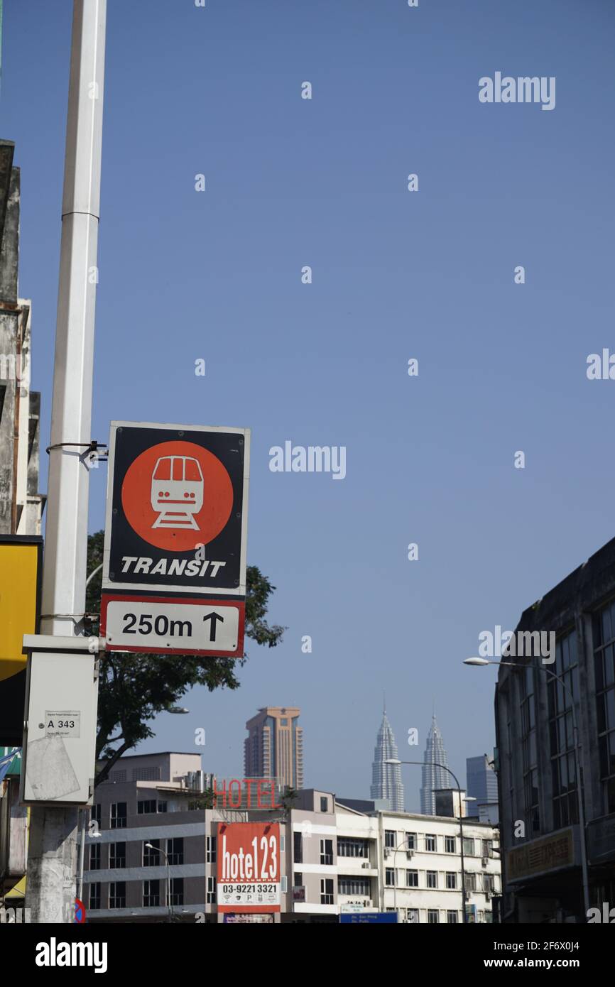 signboard indicating rail transit station in Kuala Lumpur Stock Photo ...