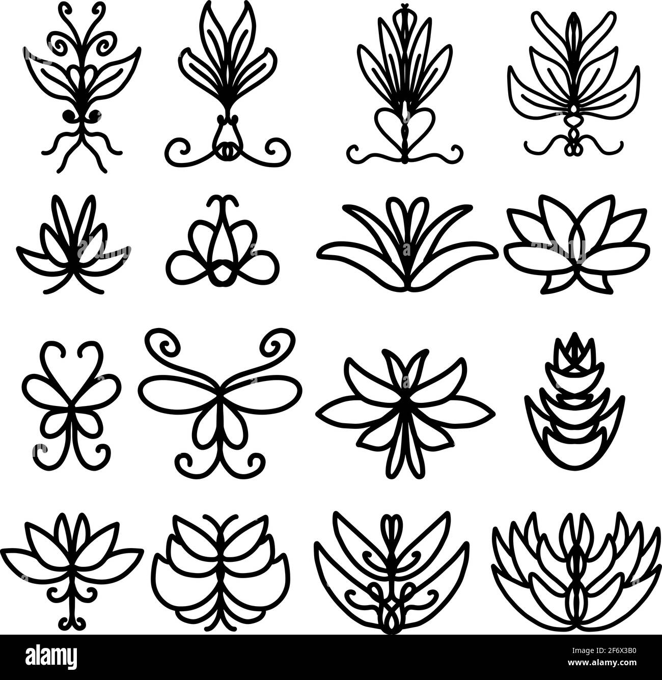 symmetrical Floral Icon Designs for Logos Stock Vector Image & Art - Alamy