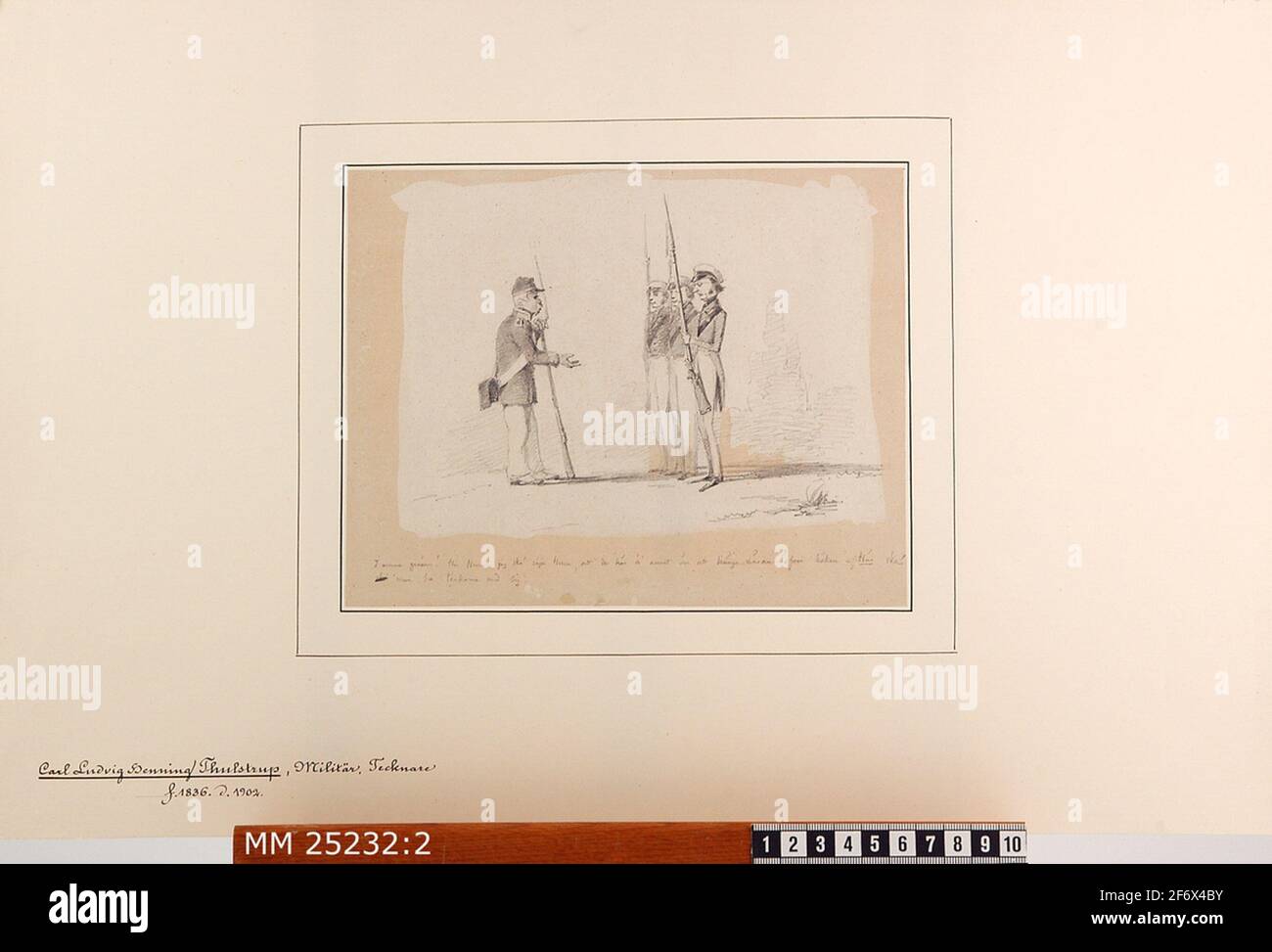 Pen drawing.Drawing in pencil pasted on thick paper.The drawing ...