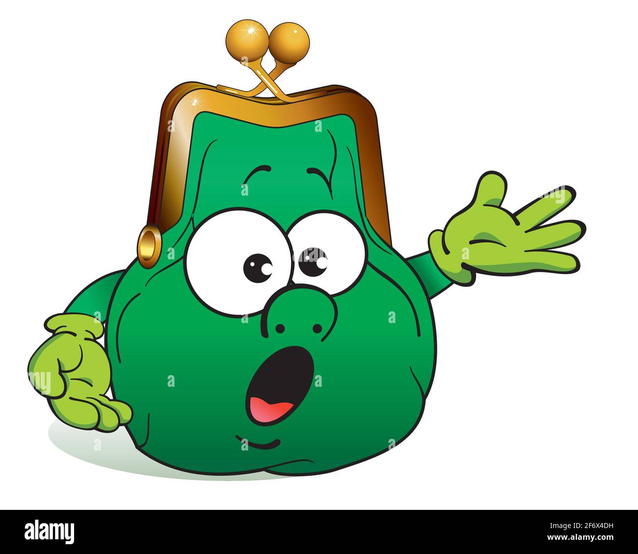 Old Green Wallet, Cash purse. Cute cartoon mascot character. Emotions ...