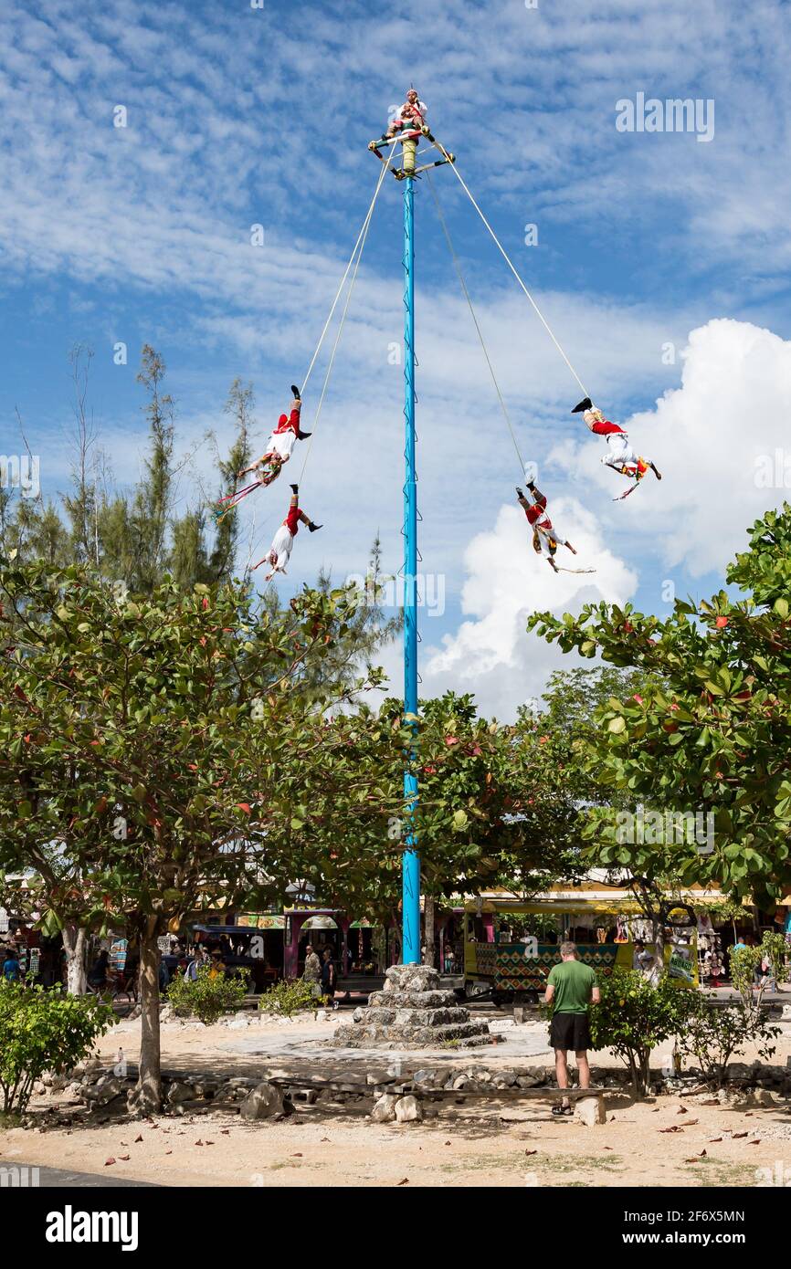 Tulum, Mexico - January 24, 2018: Voladores performing the dance of the ...