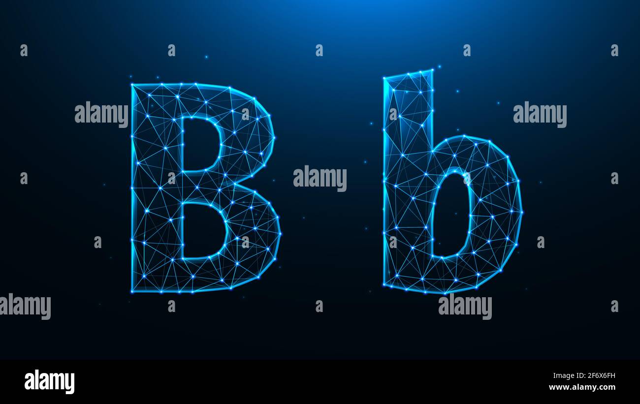Polygonal vector illustration of letter B on a dark blue background ...