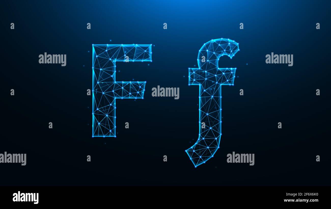 Polygonal vector illustration of letter F on a dark blue background ...