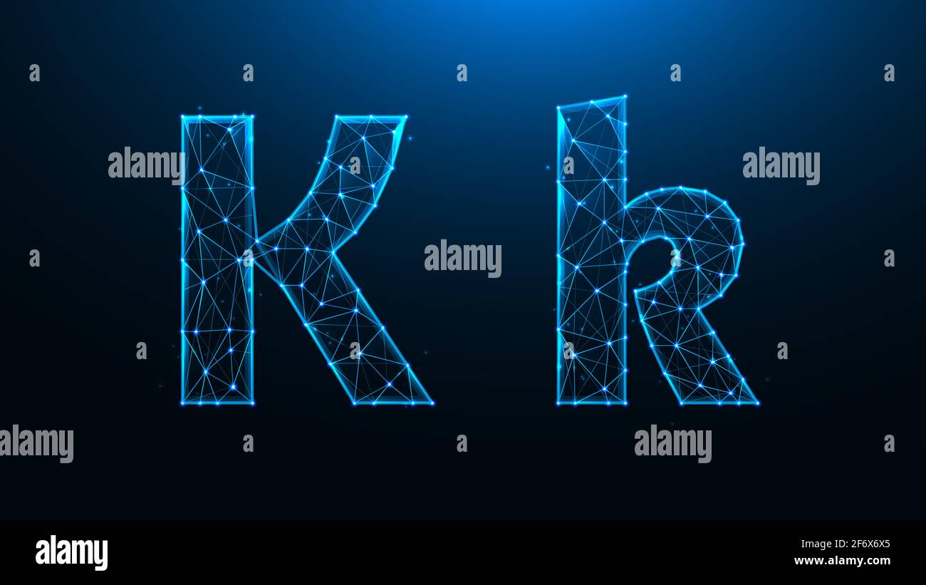 Polygonal vector illustration of letter K on a dark blue background ...