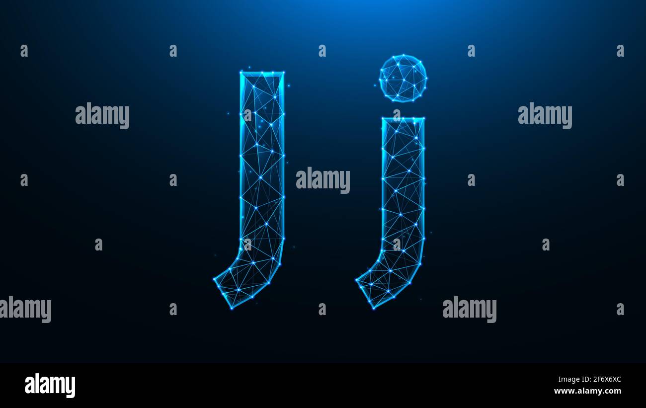 Polygonal vector illustration of letter J on a dark blue background ...
