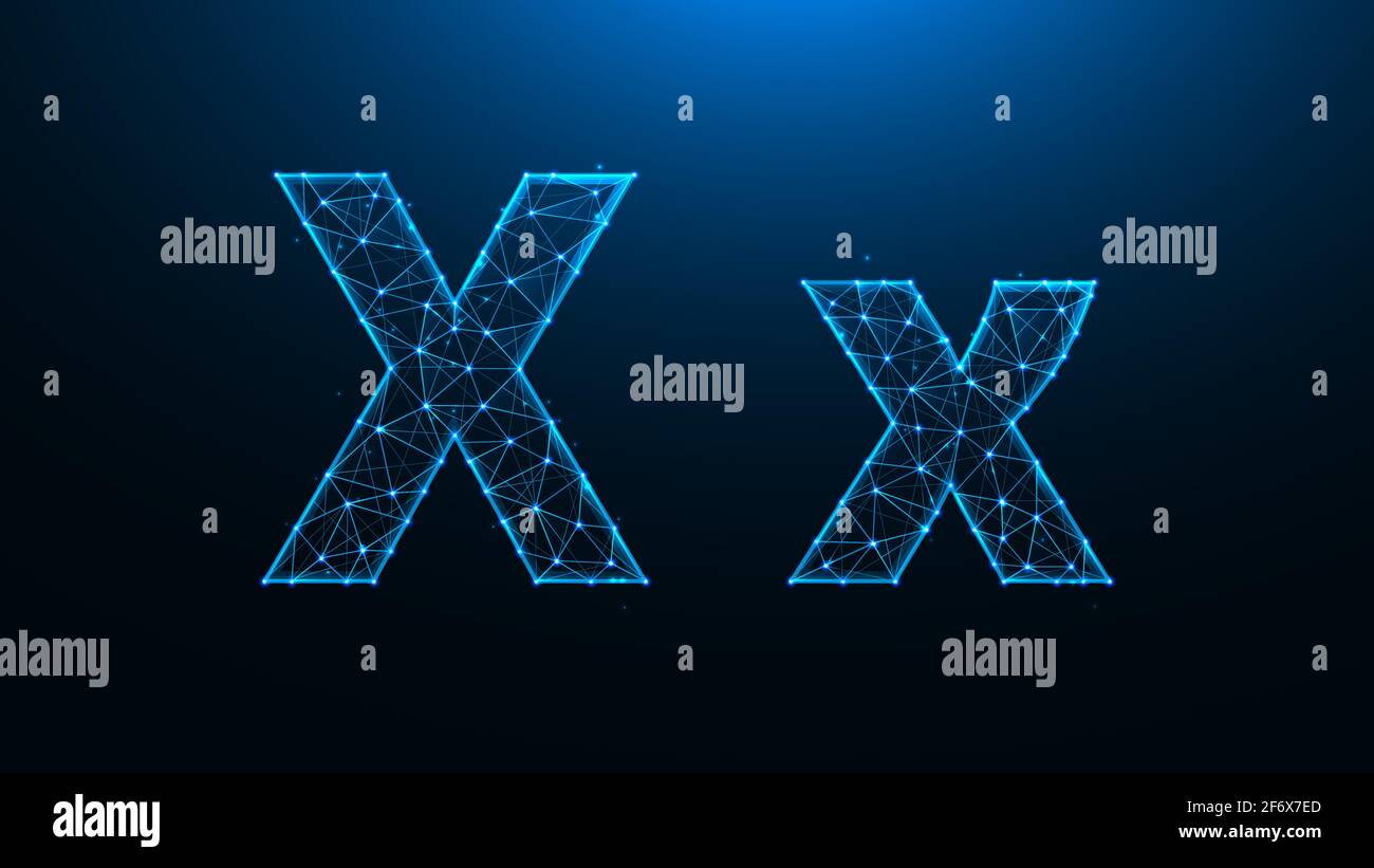 Polygonal vector illustration of letter X on a dark blue background ...