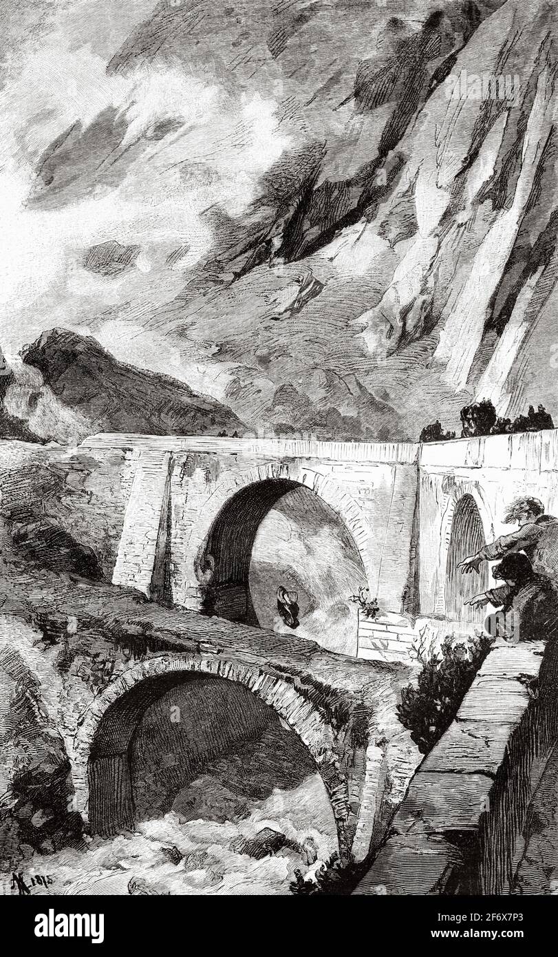 The St Gothard Pass at the Devil's Bridge. Ticino, Switzerland, Europe ...