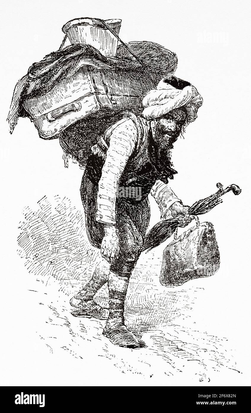 Man carrying heavy load on his back, Galata bridge, Istanbul, Turkey ...