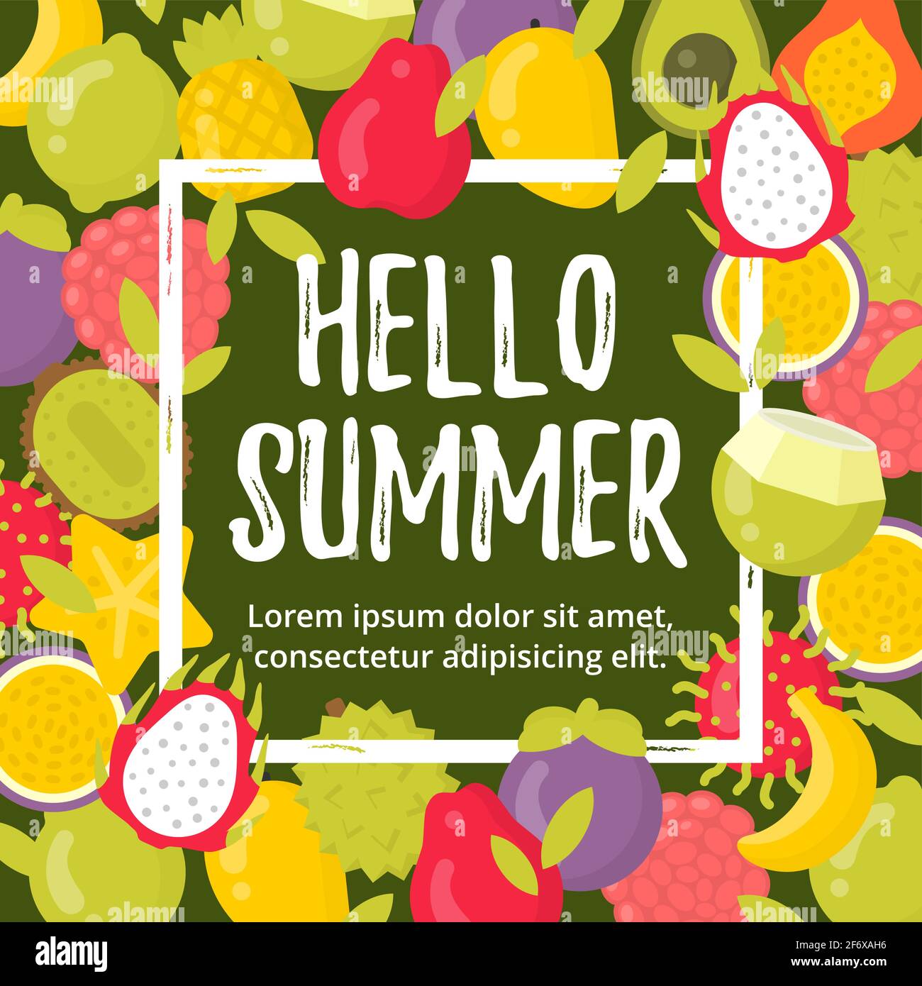 Summer poster with tropical fruits and lettering Stock Vector Image ...