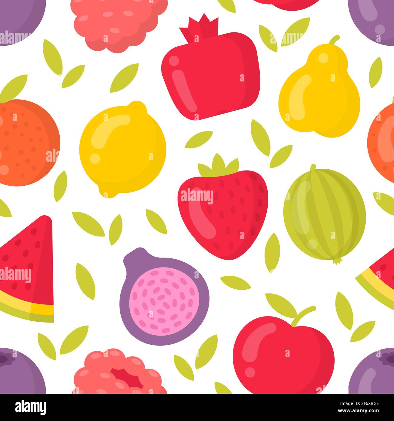 Cute fruits vector seamless pattern on white background Stock Vector ...
