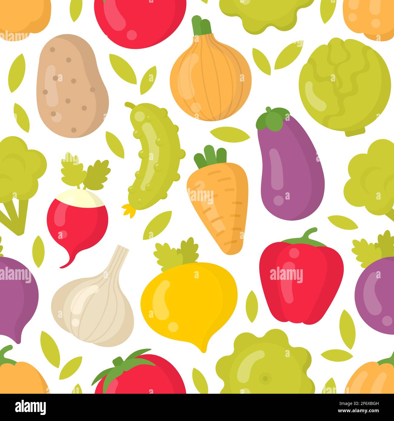 Cute vegetables vector seamless pattern on white background Stock ...