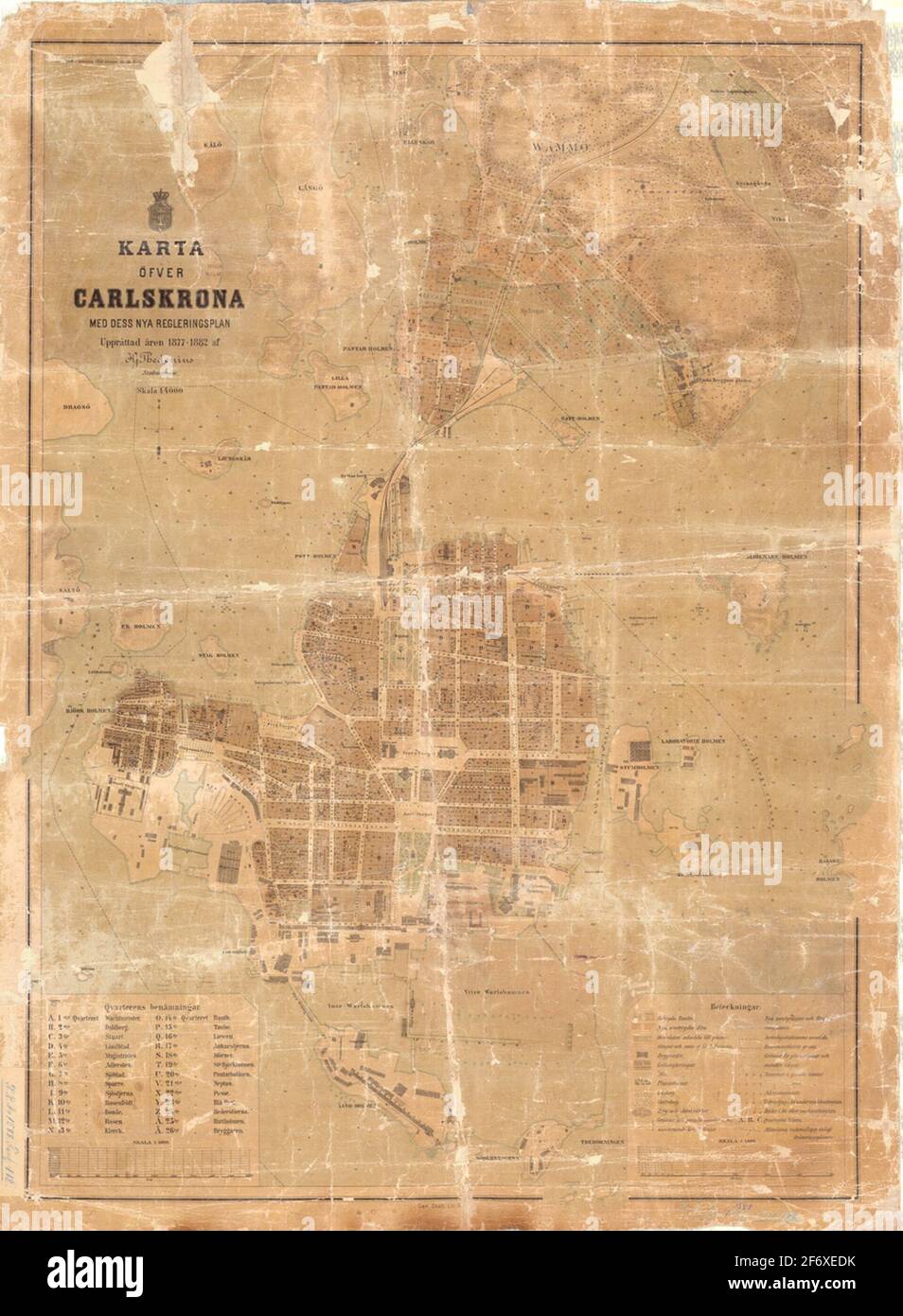 Map.Map of Karlskrona with its new regulatory plan, established by city ...
