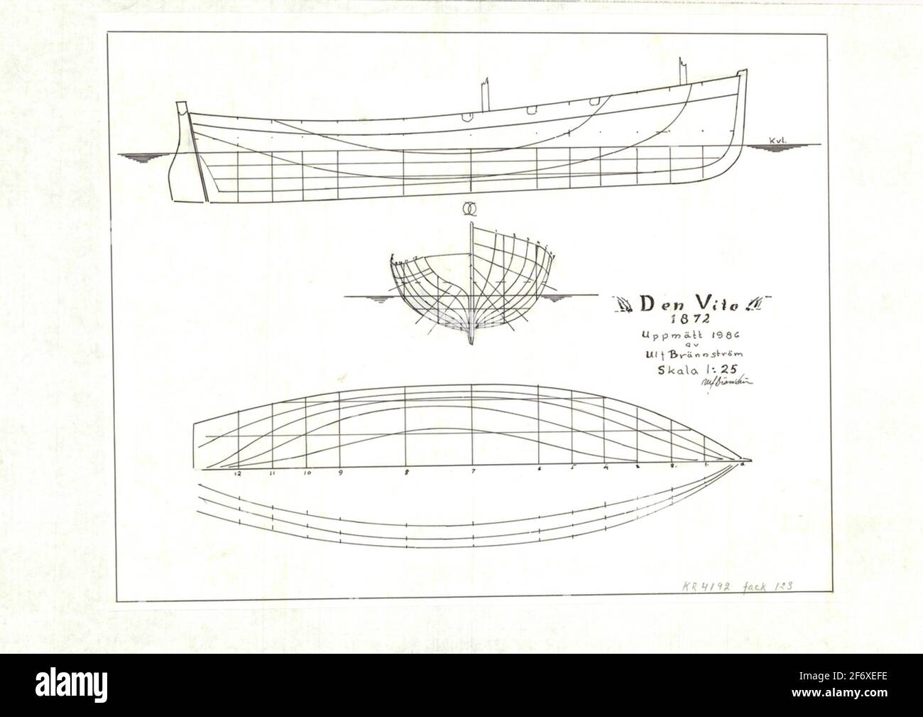 Drawing.Measurement drawing of Ulf Brännström 1983 to the bark the ...