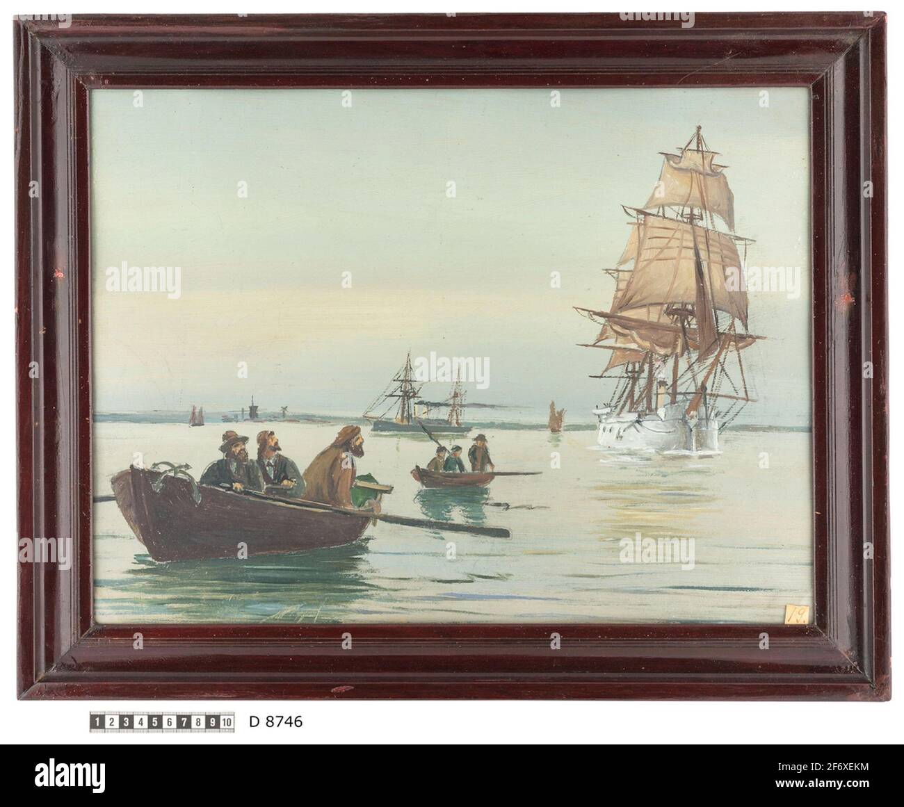 This oil painting shows the corvette saga under the sail that is viewed ...